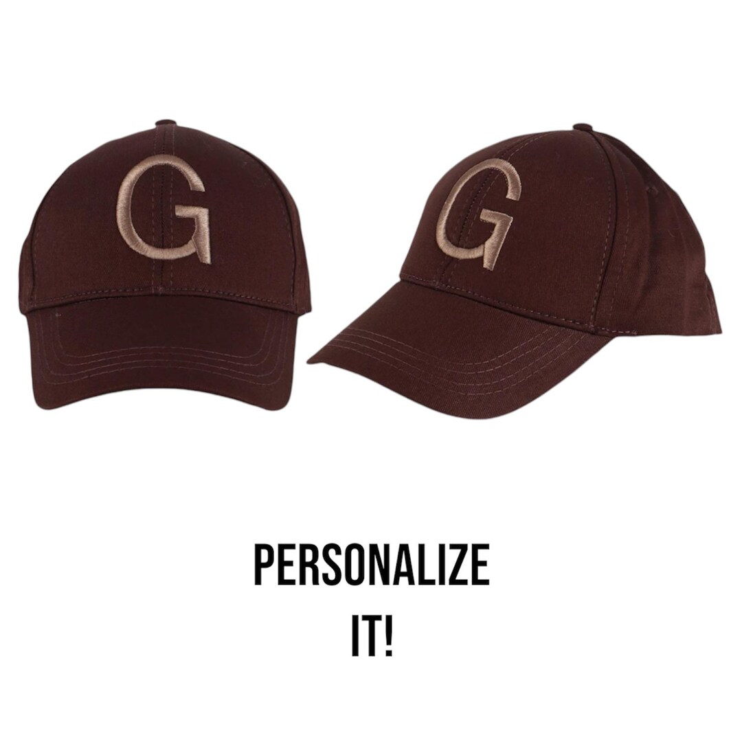 Personalized Brown Cap - Custom Embroidered Initials, Brown Cap ...