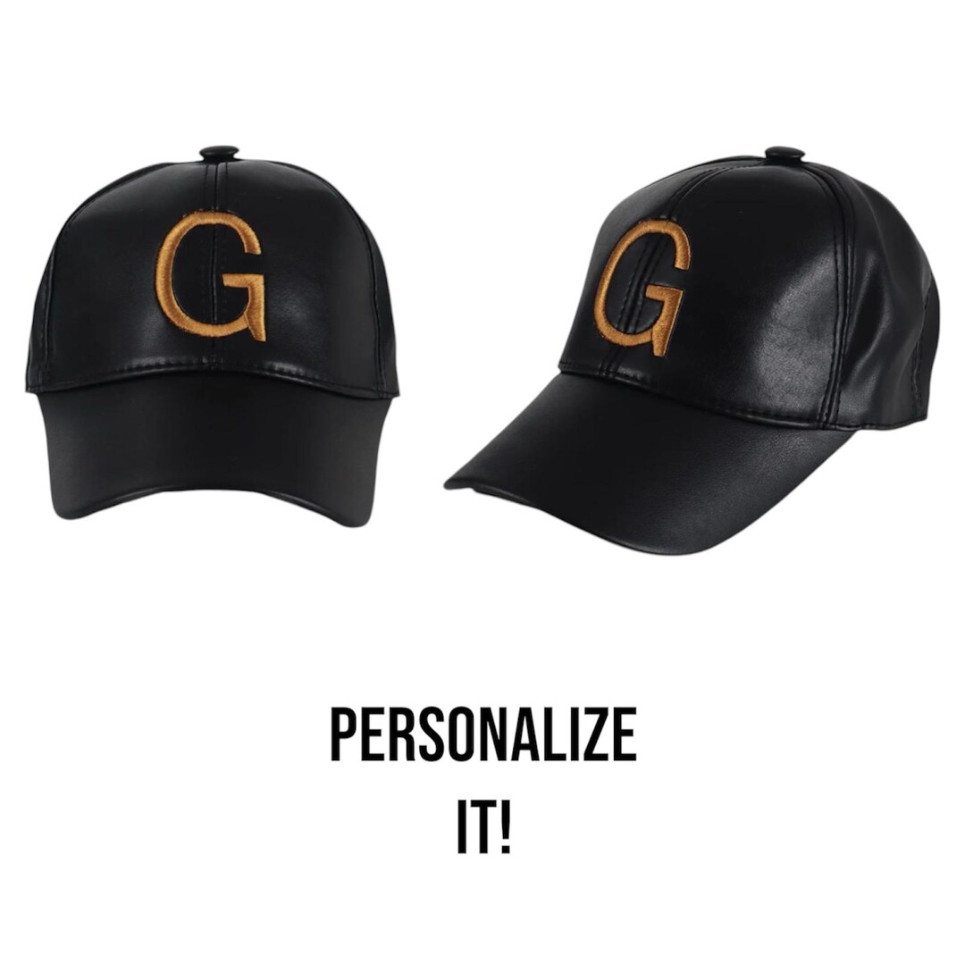 Personalized Leather Cap - Custom Embroidered Initials, Leather Cap ...
