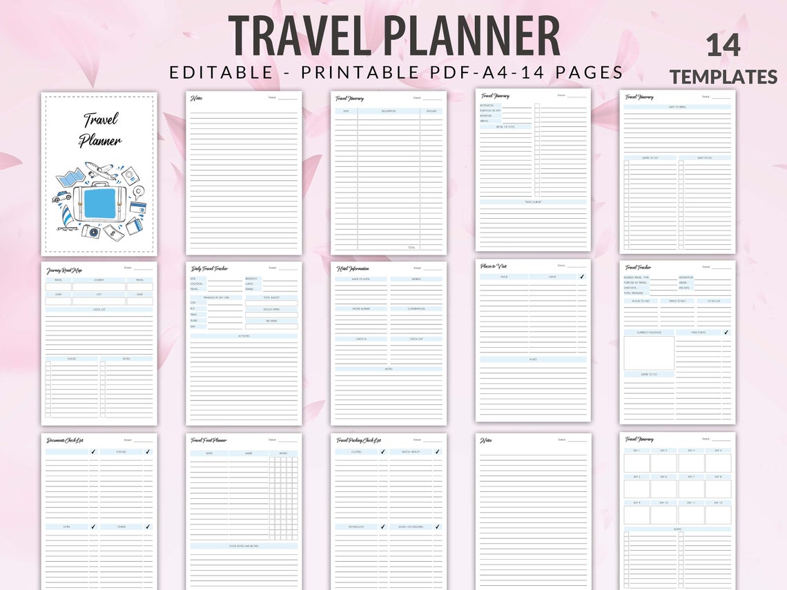 Editable Travel Planner Template, Trip Itinerary Planner, Vacation ...