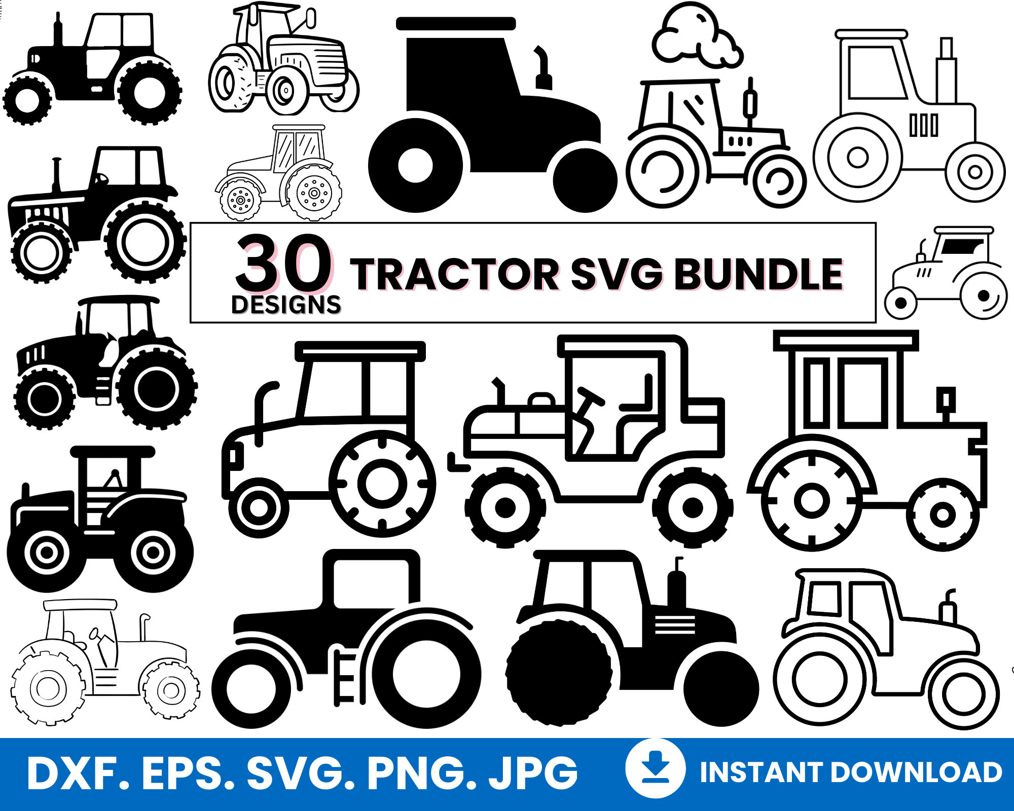 Tractors SVG Bundle, Tractors Silhouette Svg, Tractors Cricut Svg ...