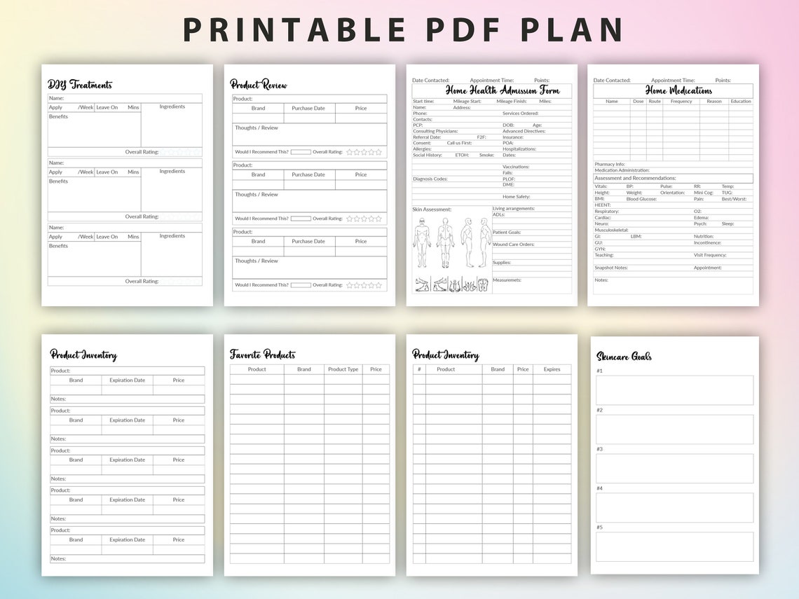 Printable Skincare Planner, Beauty Planner Template, Healthcare and ...
