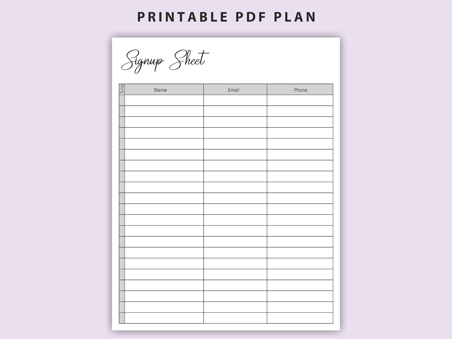 Signup Sheet, Registration Form, Event Sign-up, Volunteer Registration ...