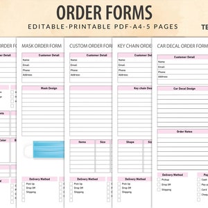 5 Editable Order Forms Bundle, Order Form Template Printable, Printable ...