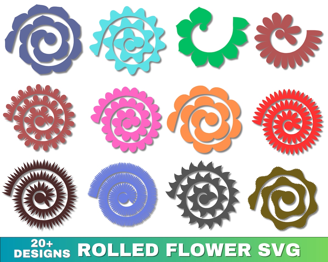 Rolled Flower SVG Bundle, Spiral Flower SVG, Rolled Paper Flowers Svg ...
