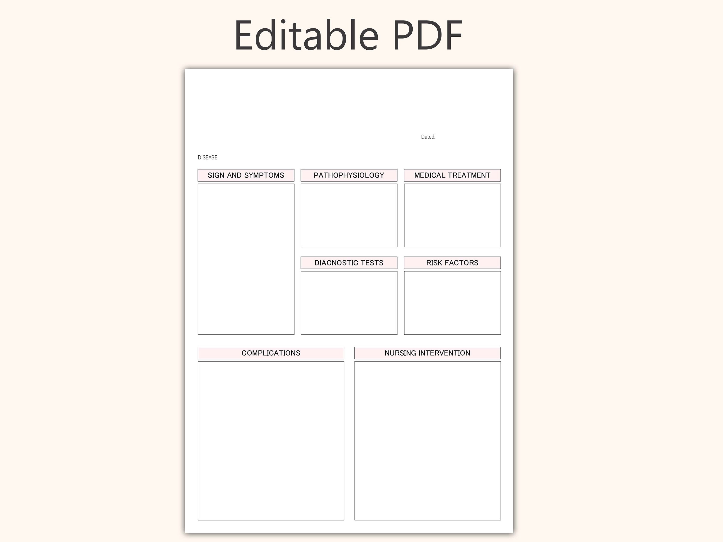 Digital Disease Template, Disease Nursing Notes, Nursing Notes Template ...