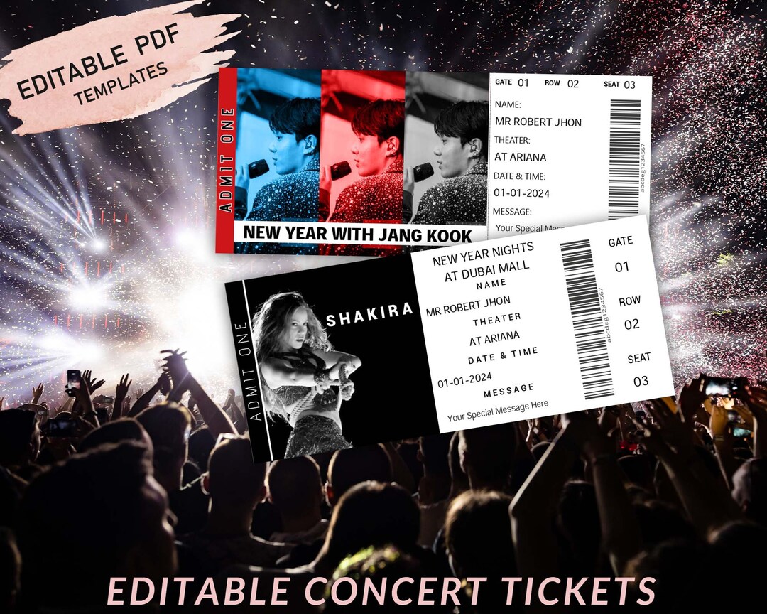 Editable Concert Ticket Template, Printable Event Ticket, Concert ...