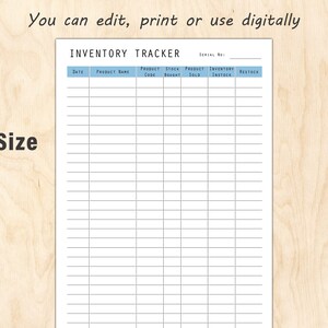 Comprehensive Editable Inventory Log, Inventory Tracker, Product ...