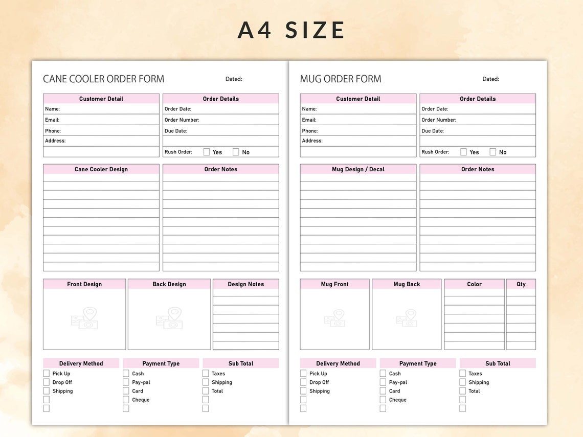 5 Editable Order Forms Bundle, Order Form Template Printable, Printable ...