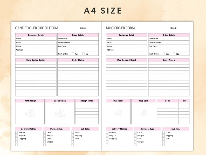 5 Editable Order Forms Bundle, Order Form Template Printable, Printable ...