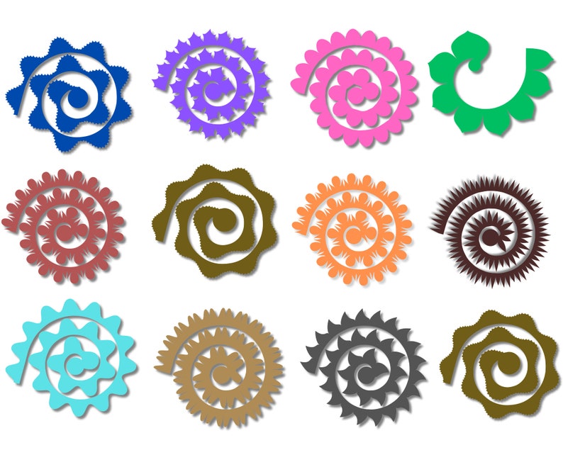 Rolled Flower SVG Bundle, Spiral Flower SVG, Rolled Paper Flowers Svg ...