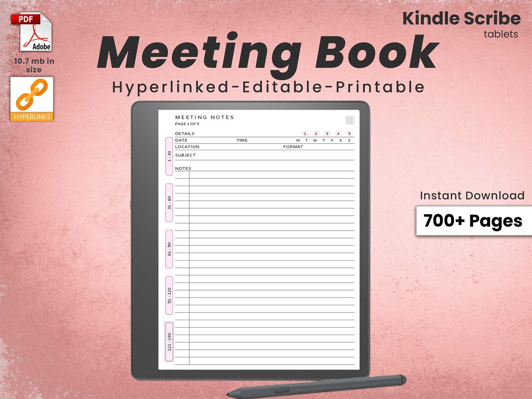 Kindle Scribe Meeting Book, Kindle Scribe Planner, Kindle Scribe ...