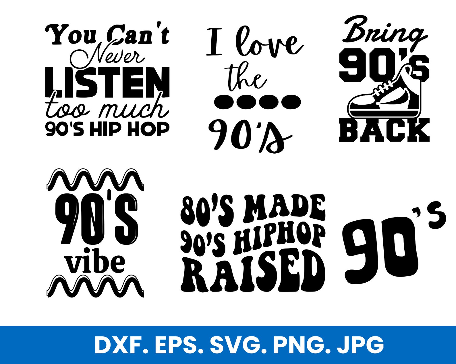 90s Svg Bundle, I Love the 90s Svg, PNG ,1990 Design, 90's Svg, 90's ...
