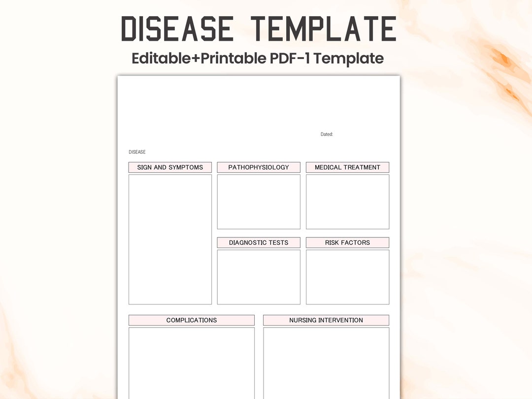 Digital Disease Template, Disease Nursing Notes, Nursing Notes Template ...