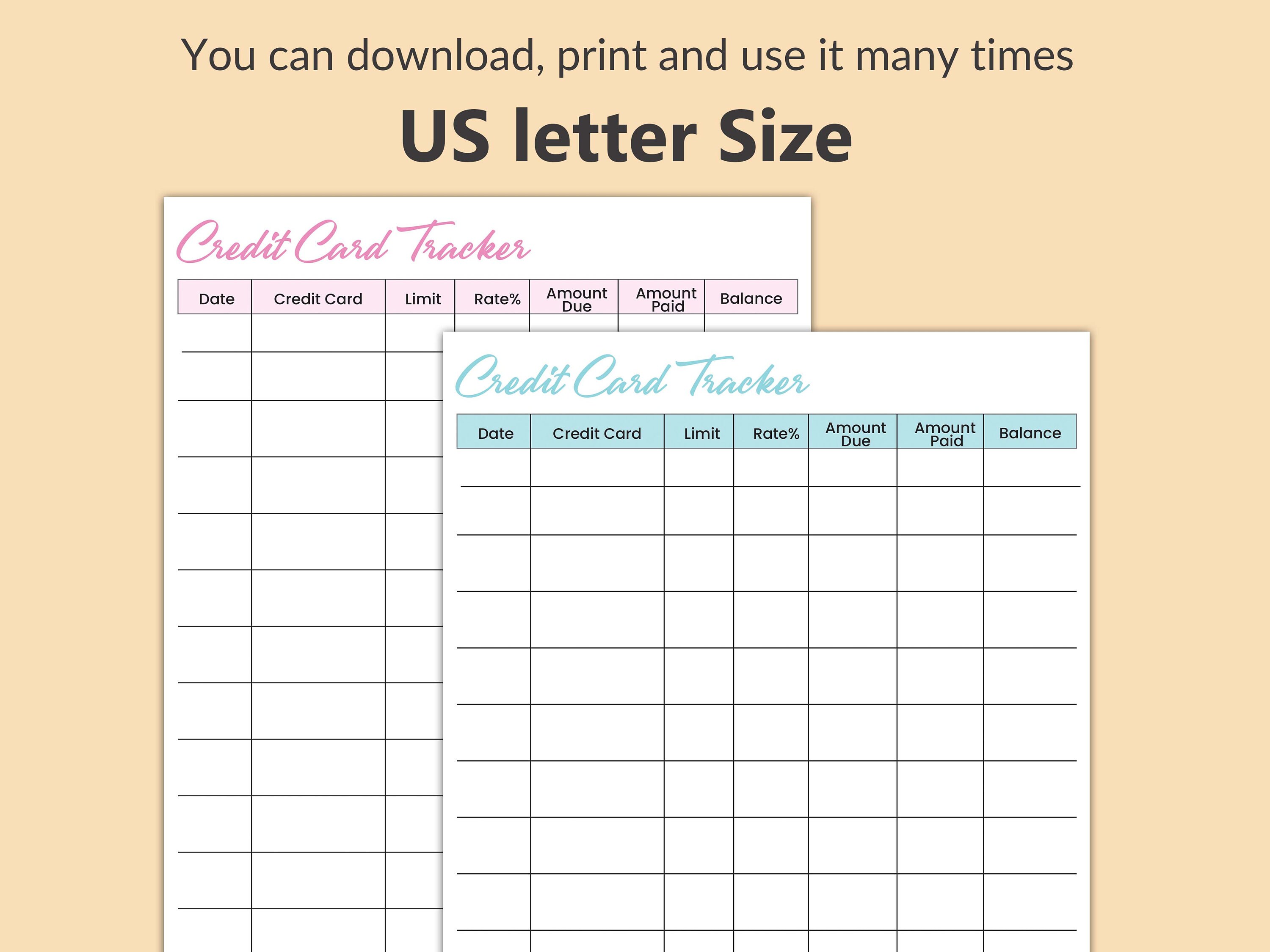 Credit Card Tracker, Printable Credit Card Log, Credit Card Planner ...