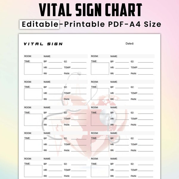 Printable and Editable Vital Signs Chart - Etsy