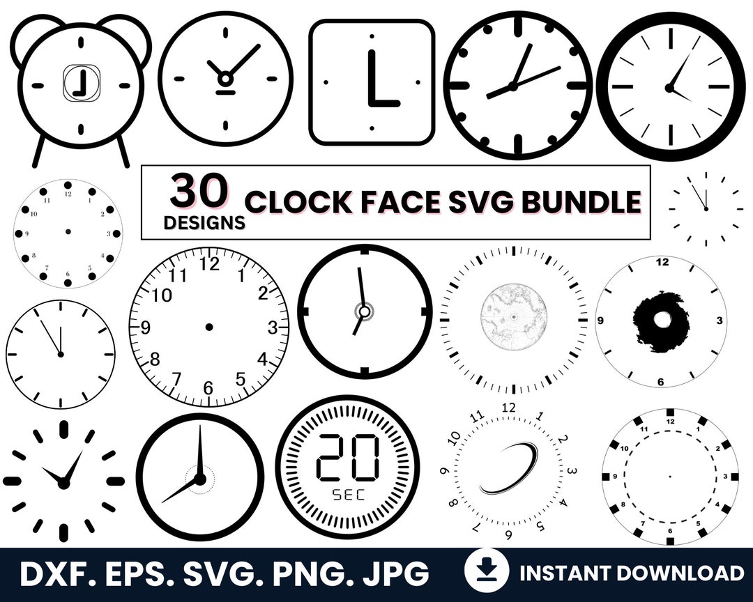 Clock Face SVG Bundle, Clock Svg, Clock Face Clipart Bundle Cut Files ...