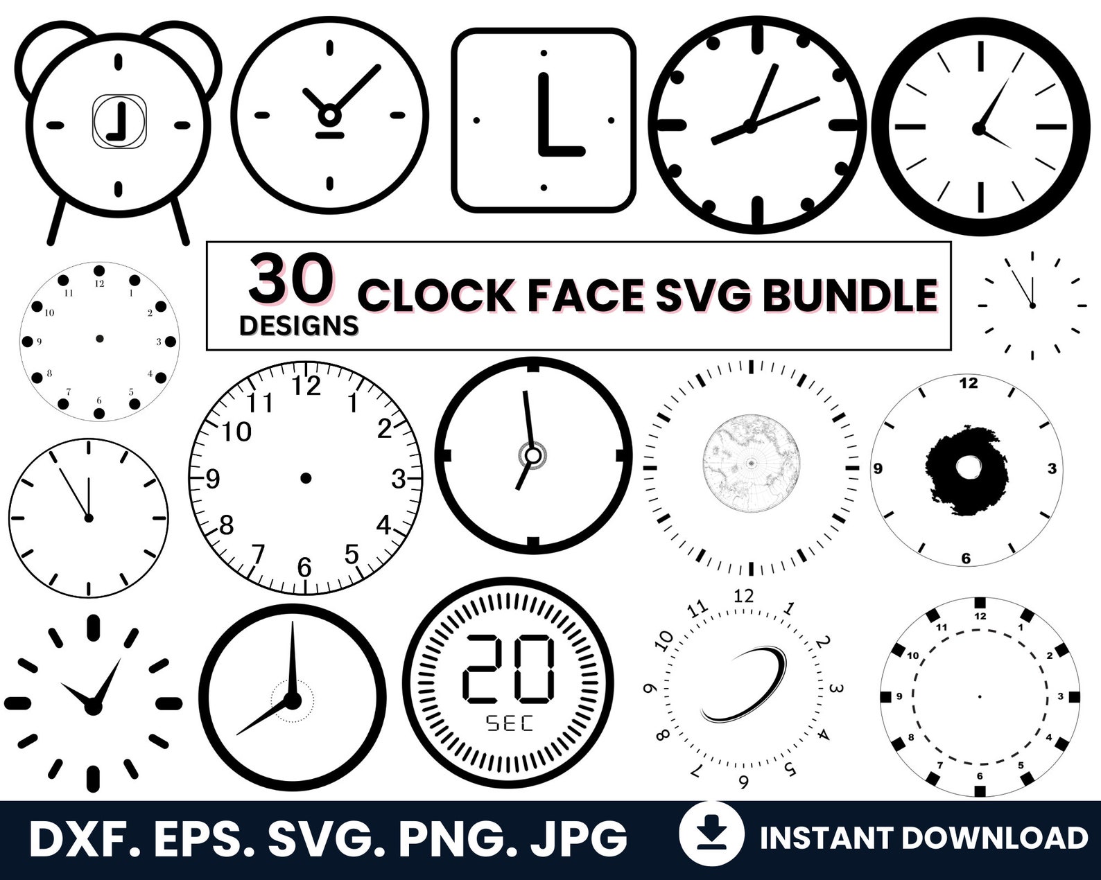 Clock Face SVG Bundle, Clock SVG, Clock Face Clipart Bundle Cut-Dateien ...