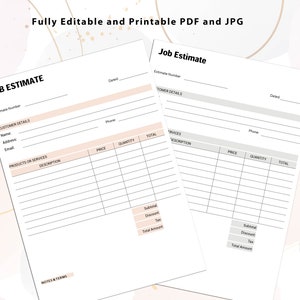 Printable Job Estimate Template: Small Business Pricing (PDF) - Etsy
