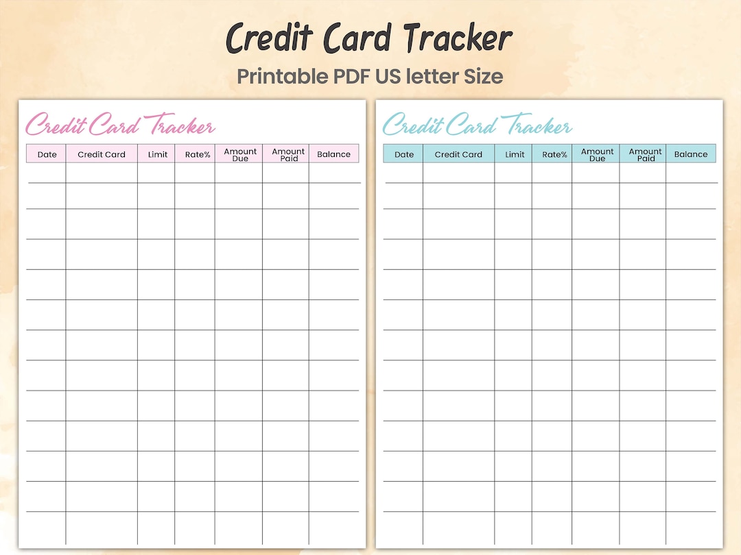 Credit Card Tracker, Printable Credit Card Log, Credit Card Planner ...