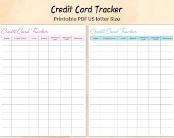Credit Card Tracker, Printable Credit Card Log, Credit Card Planner ...