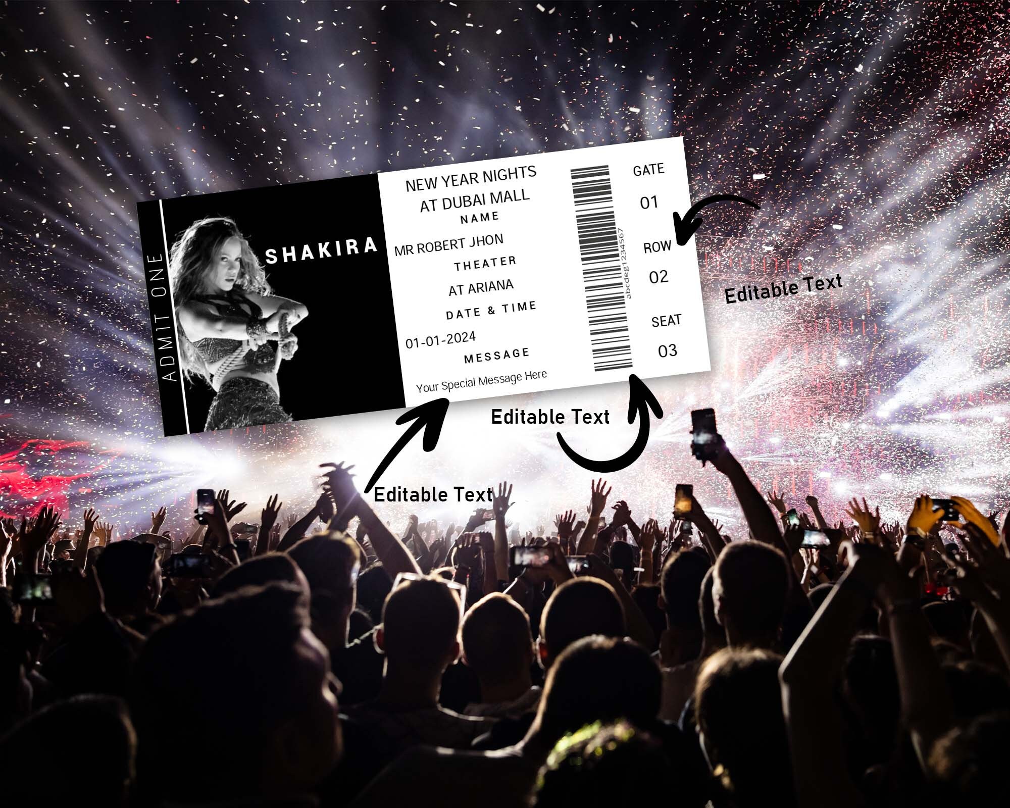 Editable Concert Ticket Template: Printable Event Invitation (PDF) - Etsy