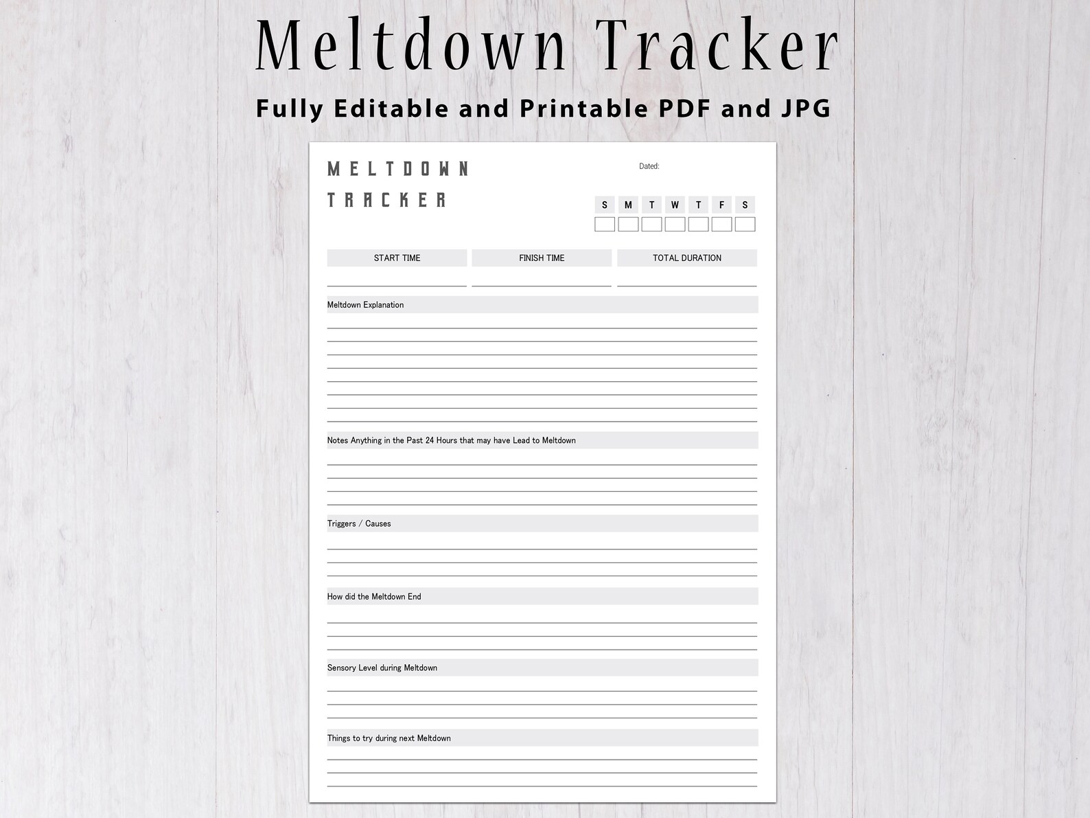 Meltdown Tracker, Meltdown and Behaviour, Emotional Well-being, Emotional Health, Mental Health ...