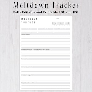 Meltdown Tracker, Meltdown and Behaviour, Emotional Well-being ...