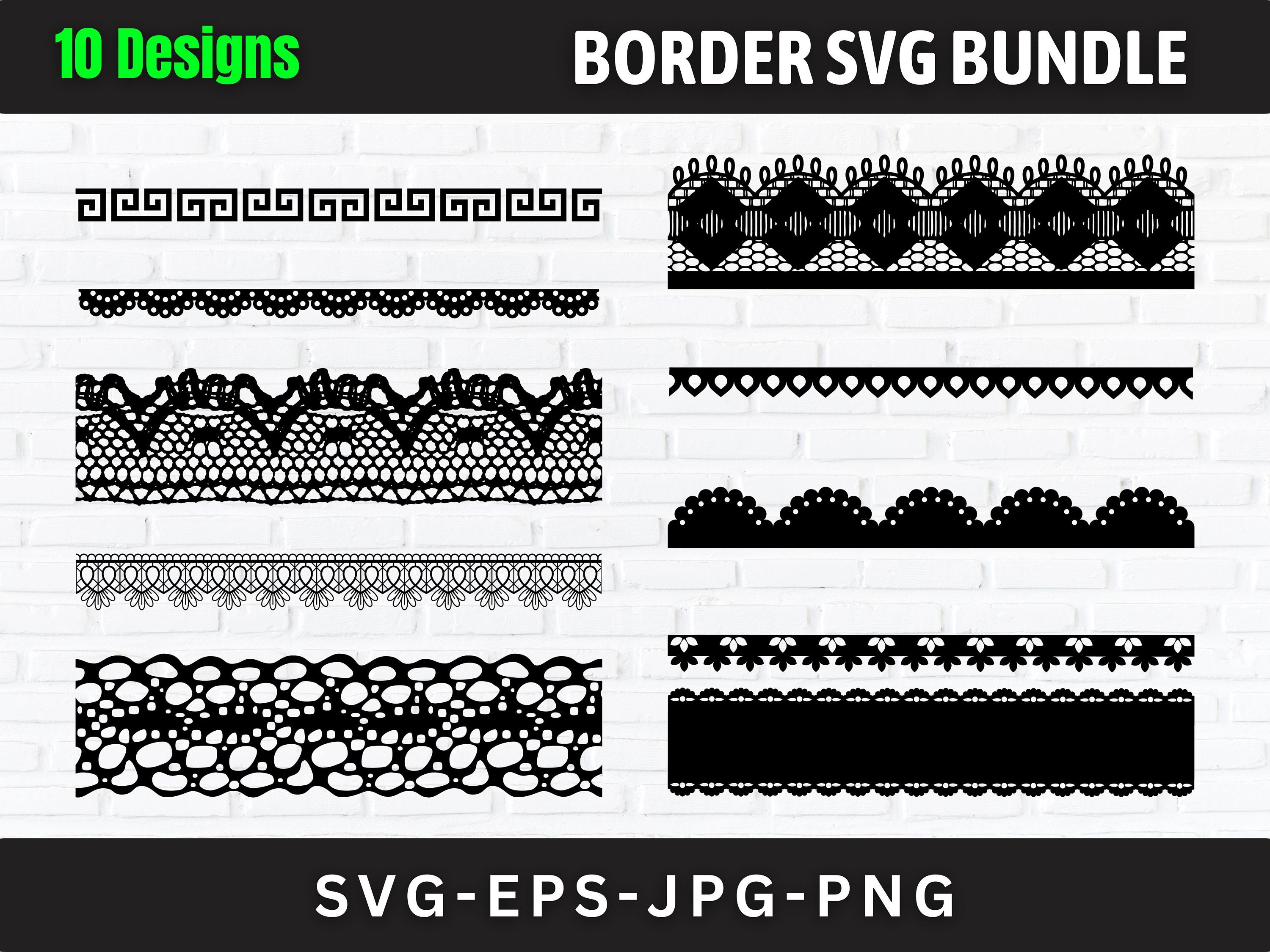 Border Svg Bundle, Border Svg, Lace Border, Seamless, Pattern, Border ...