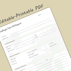 Employee Time off Request Template: Editable & Printable (A4 PDF) - Etsy