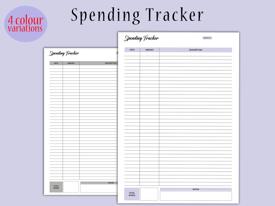 Spending Tracker: A4 Printable Budget Planner (PDF) - Etsy