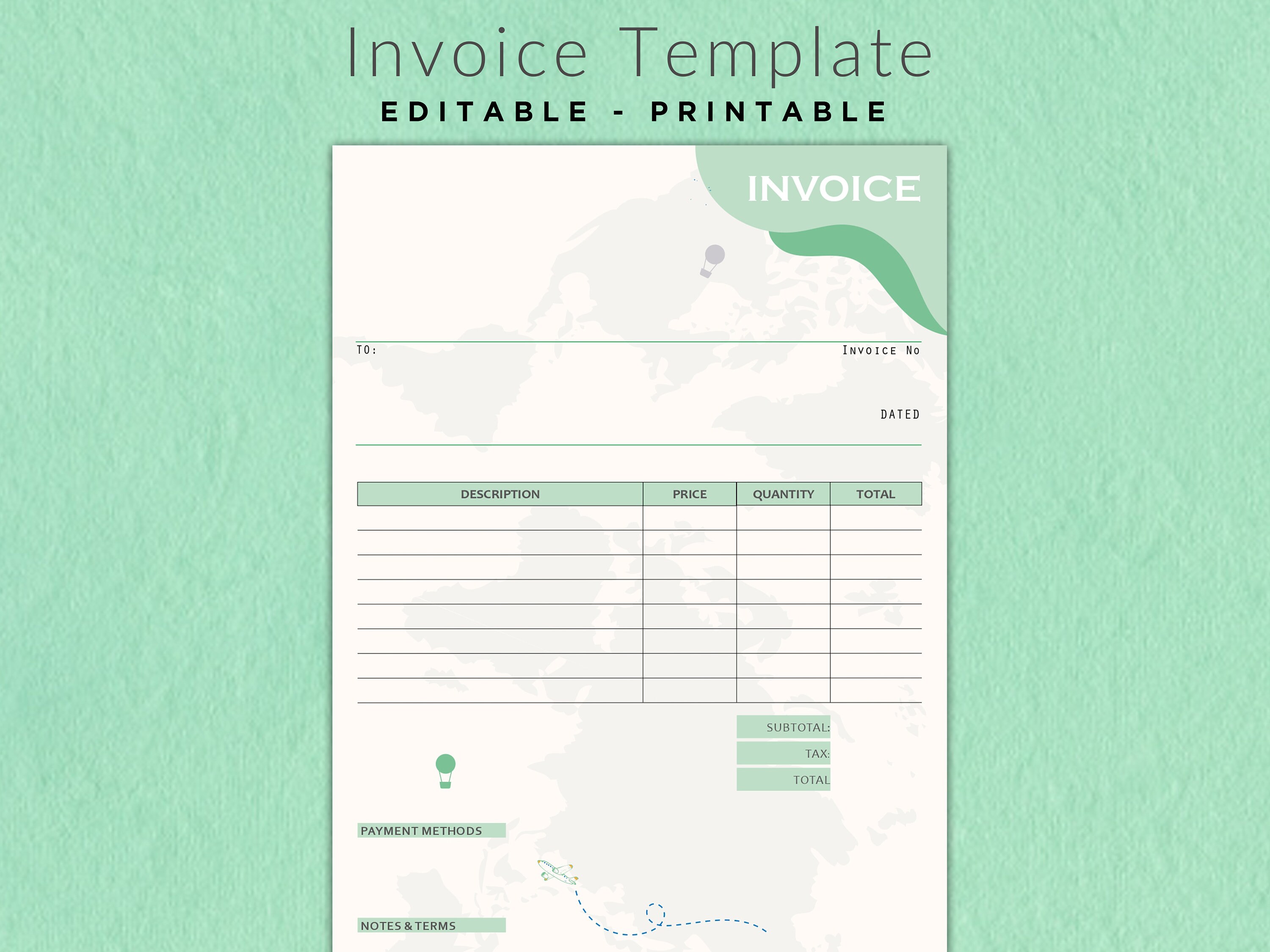 Editable Invoice Template: Business Billing, Payment Receipt (A4 PDF ...