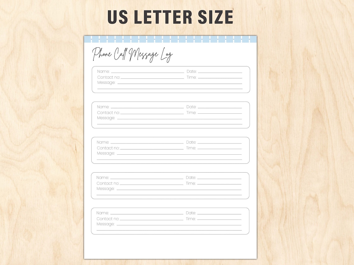 Phone Call Log Template: Call Message Tracker (editable PDF) - Etsy