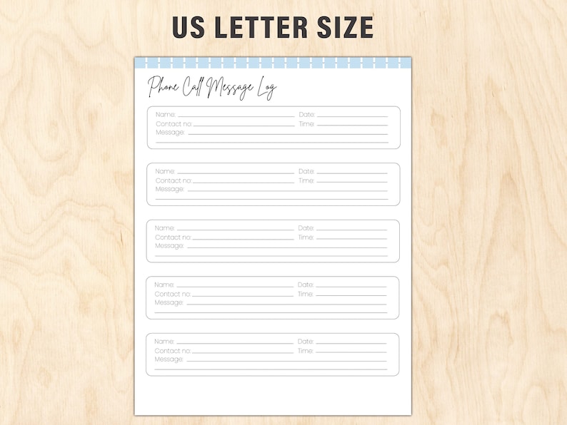 Phone Call Log Template: Call Message Tracker (editable PDF) - Etsy