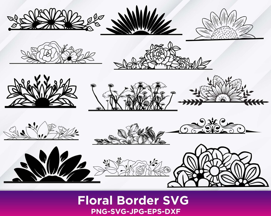Floral Border SVG, Flower Frame Clipart Decorative Floral Design ...