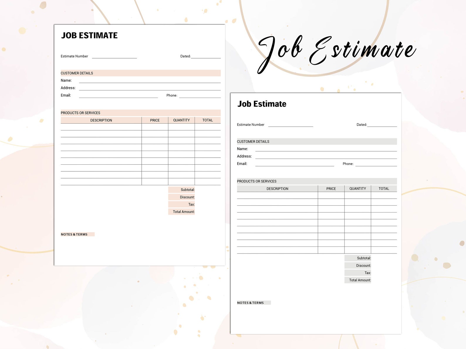 Printable Job Estimate Template: Small Business Pricing (PDF) - Etsy