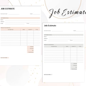 Printable Job Estimate Template: Small Business Pricing (PDF) - Etsy