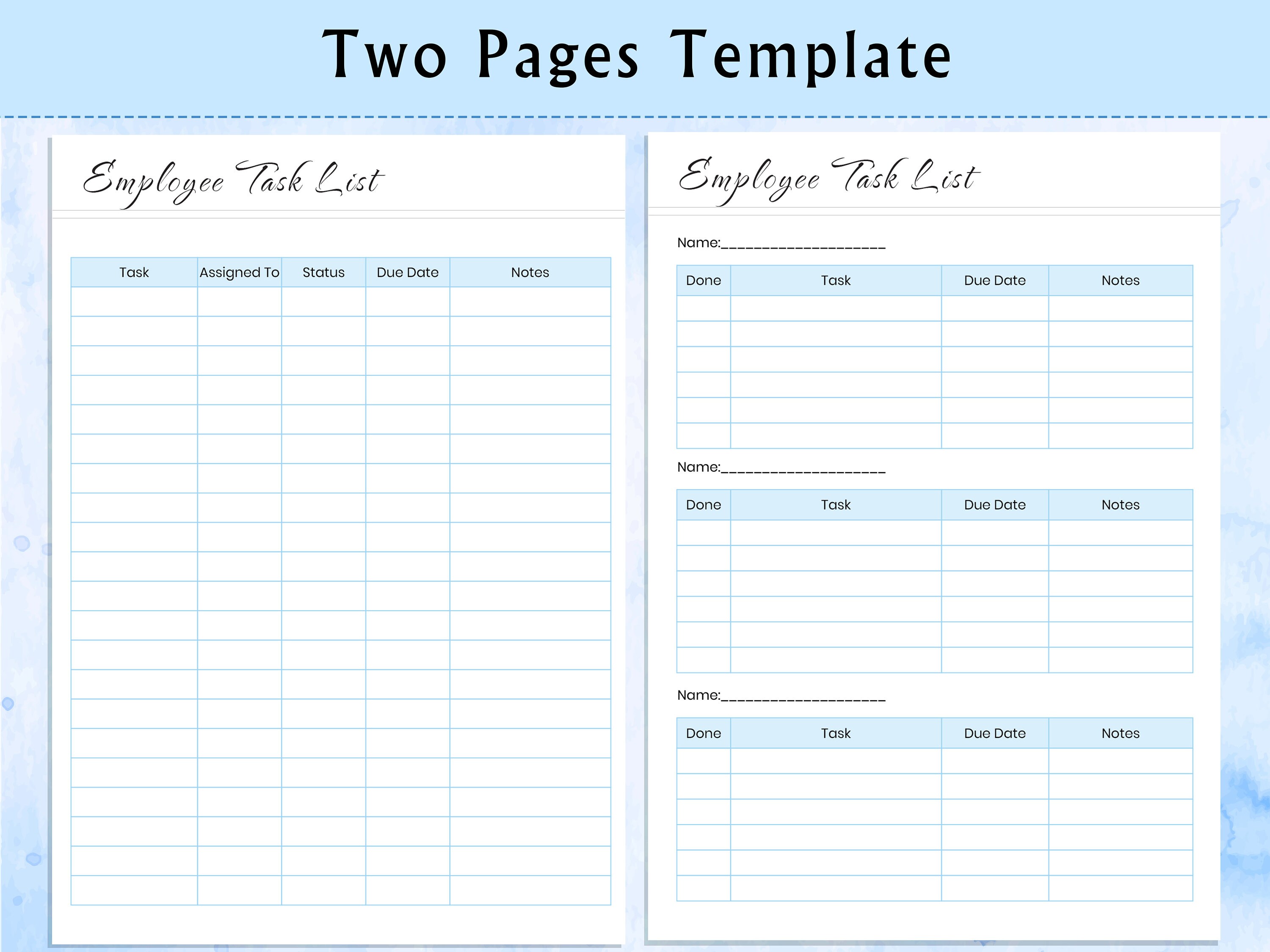 Employee Task List Template: Staff Assignments, Work Checklist (PDF) - Etsy