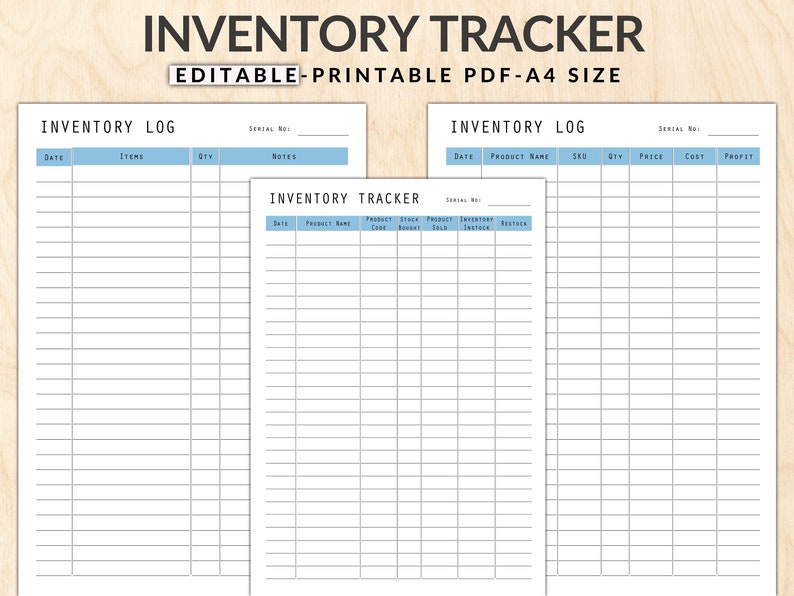 Comprehensive Editable Inventory Log, Inventory Tracker, Product ...