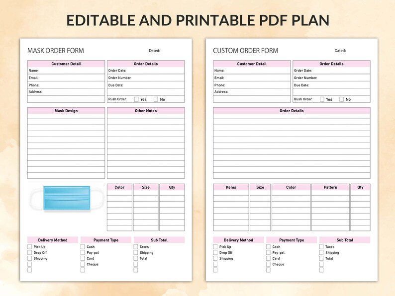 5 Editable Order Forms Bundle, Order Form Template Printable, Printable ...