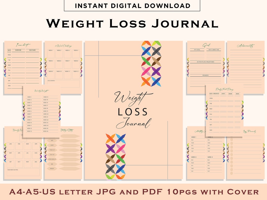 Weight Loss Journal Printable: Workout & Measurement Tracker (PDF) - Etsy