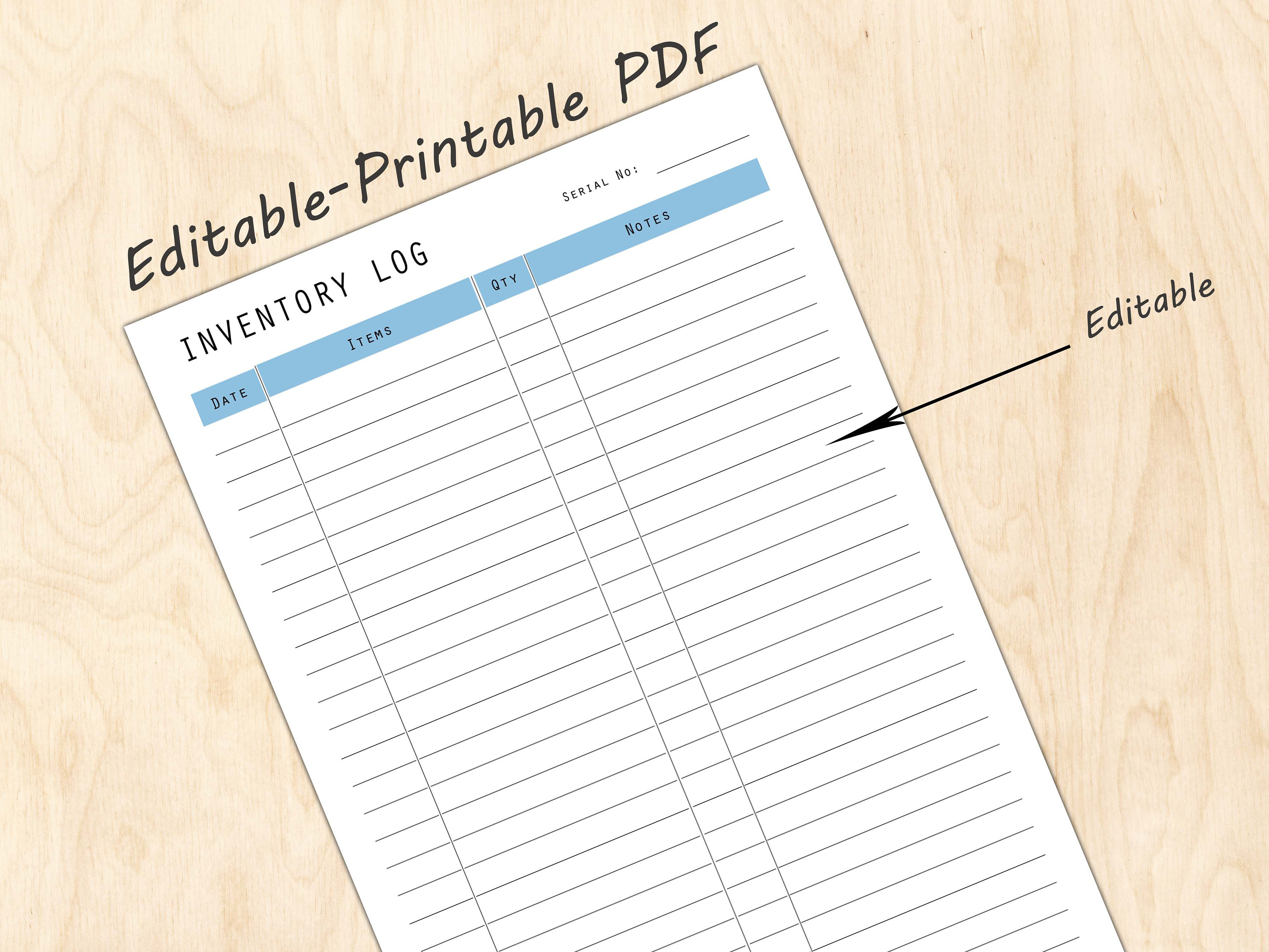 Comprehensive Editable Inventory Log, Inventory Tracker, Product ...