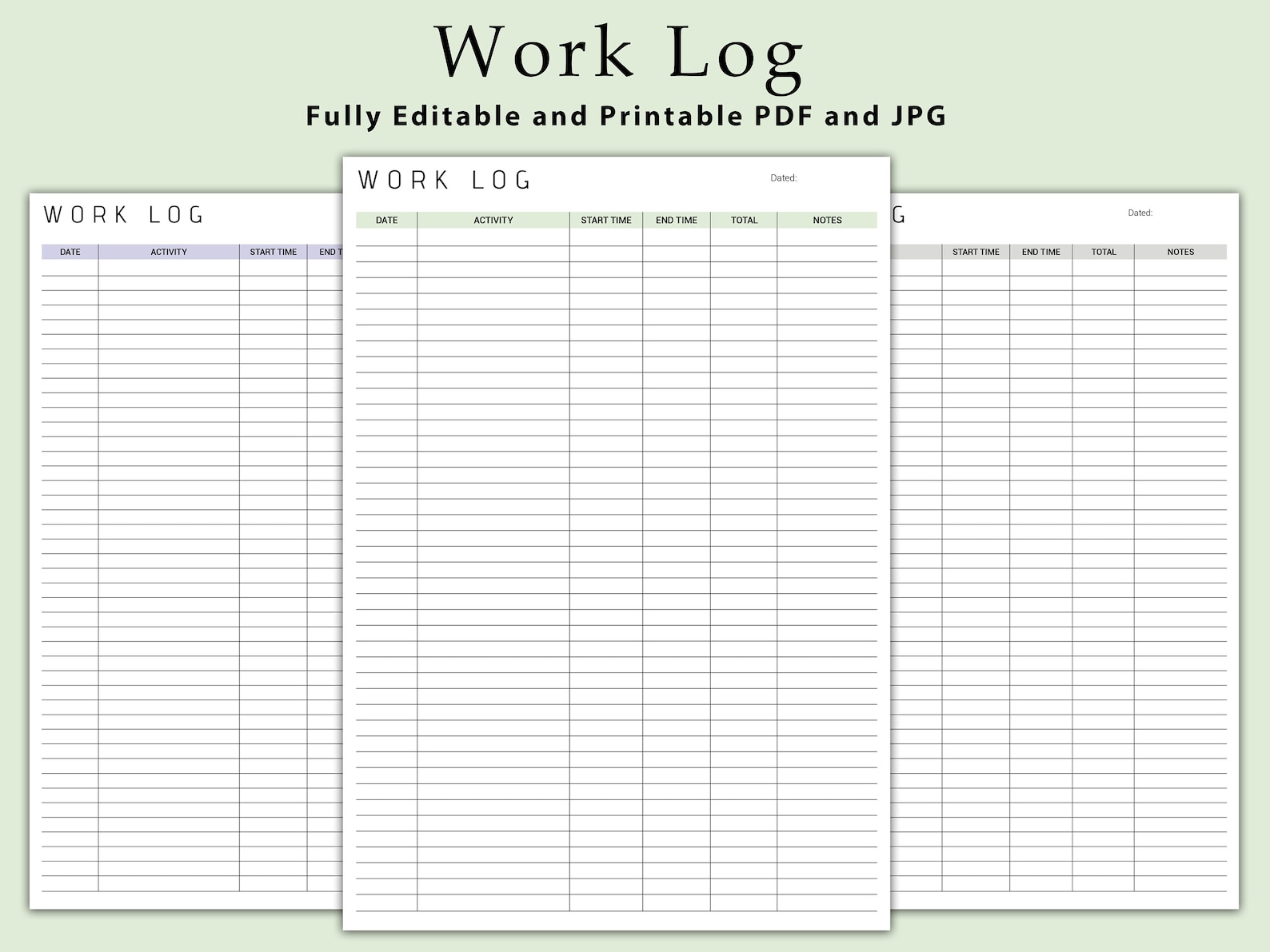 Work Log, Task Tracker, Time Management, Daily Log, Work Journal ...