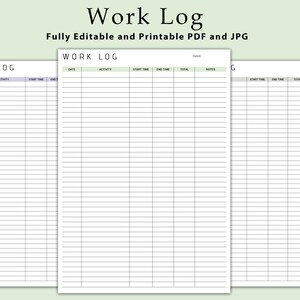 Work Log, Task Tracker, Time Management, Daily Log, Work Journal ...