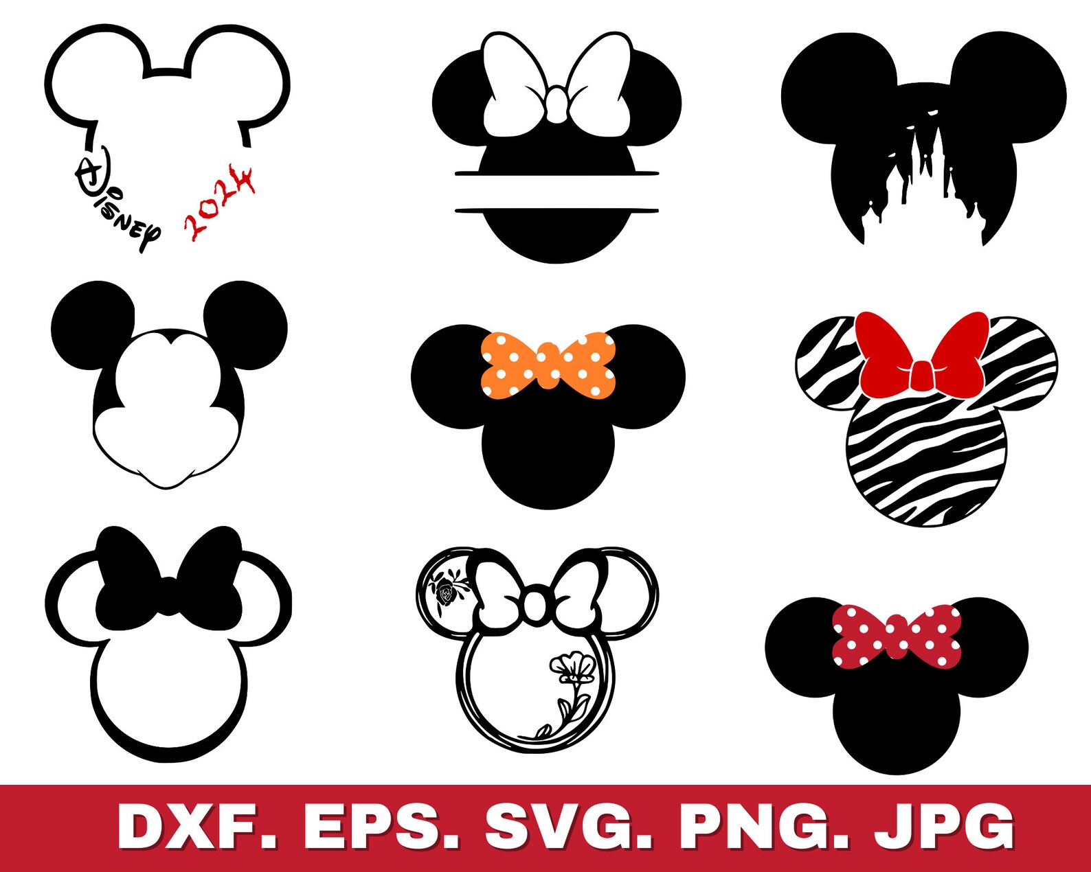 Floral Minnie Ears SVG: Mickey Mouse Shirt Cut File (digital Download ...