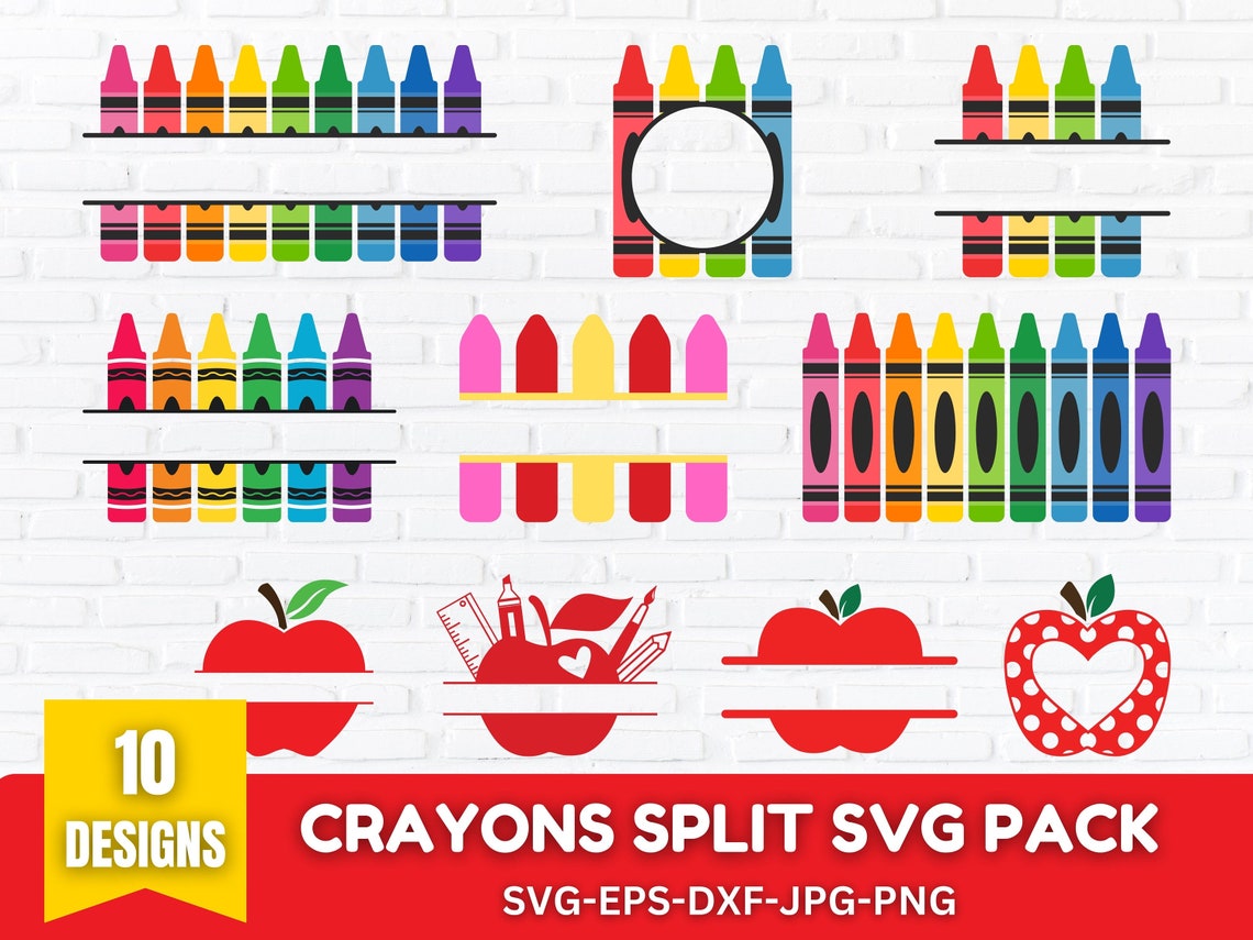 Crayon Split Monogram SVG, Crayon Clipart, Monogram SVG Files, School ...