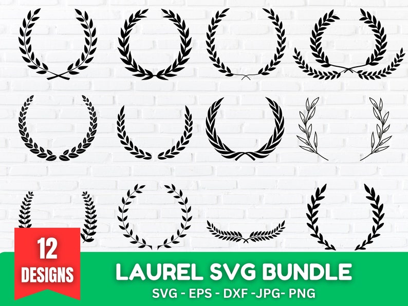 Laurel Wreath SVG Bundle: Floral Botanical Designs (digital Download ...