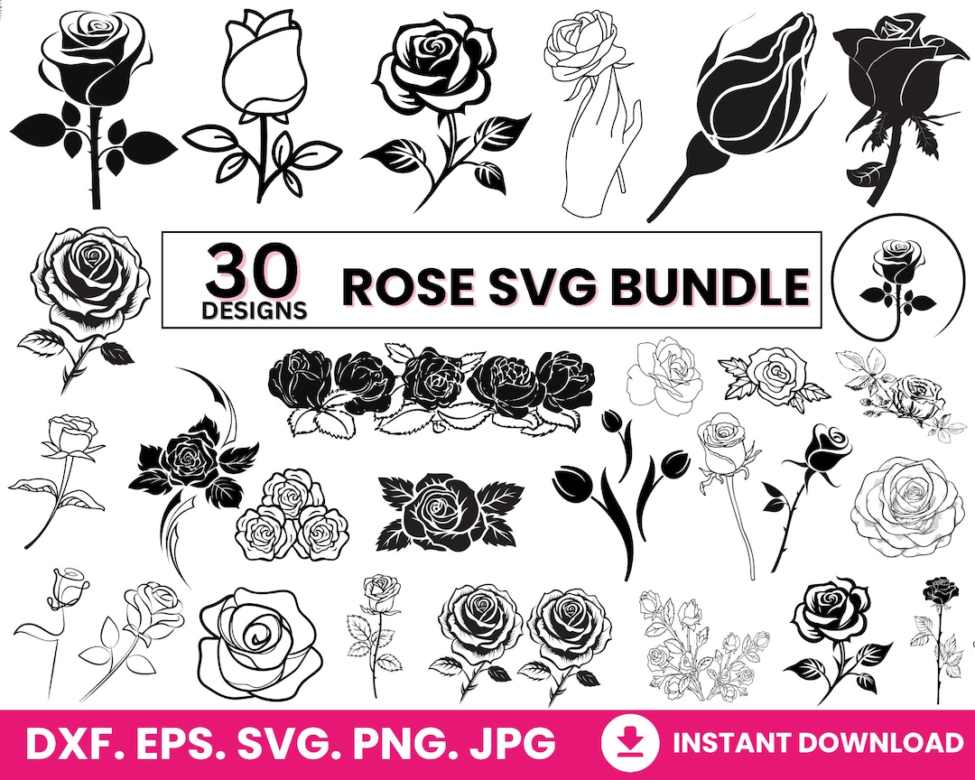 Elegant Rose SVG Bundle, ROSE SVG Bundle, Rose Svg, Rose Clipart, Rose ...
