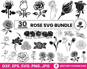 ROSE SVG Bundle, Rose Svg, Rose Clipart, Rose Cut File, Roses Svg, Rose ...