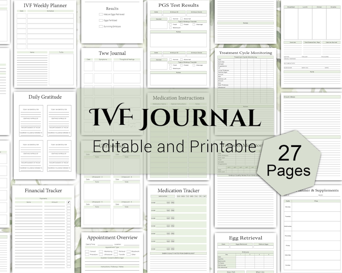 IVF Journal, Fertility Diary, Reproductive Health Log, Assisted ...