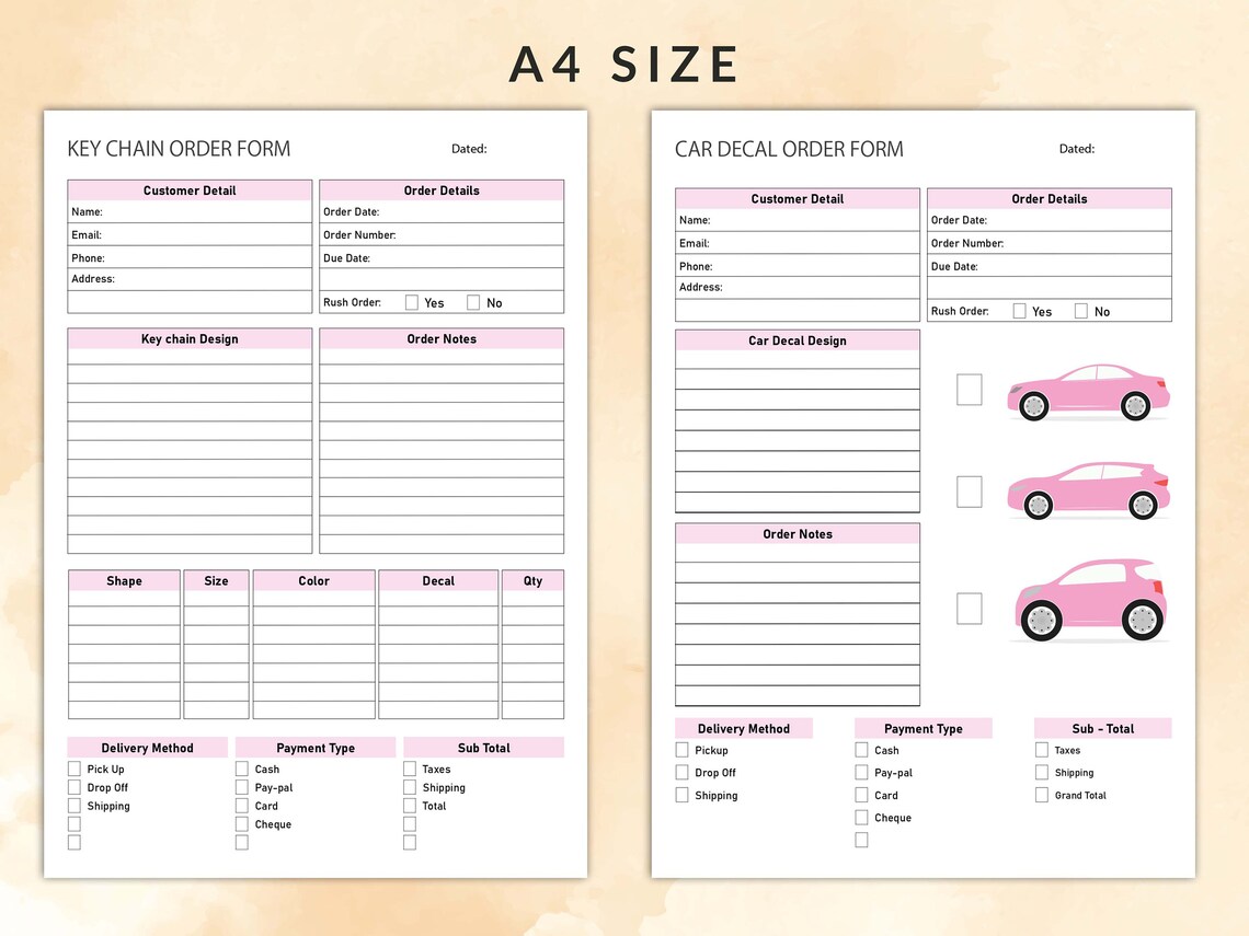 5 Editable Order Forms Bundle, Order Form Template Printable, Printable ...